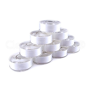 144 Pack - CleverDelights White Prewound Bobbins - 60wt - Size L Bobbins - SA155 Replacement - 3/8" x 13/16" - for Brother and Other Embroidery Machines – Brother PC Series, PE Series, PS Series