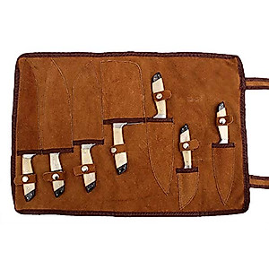 GladiatorsGuild G26- Professional Kitchen Knives Custom Made Damascus Steel 7 pcs of Professional Utility Chef Kitchen Knife Set with Chopper / Cleaver White & Black