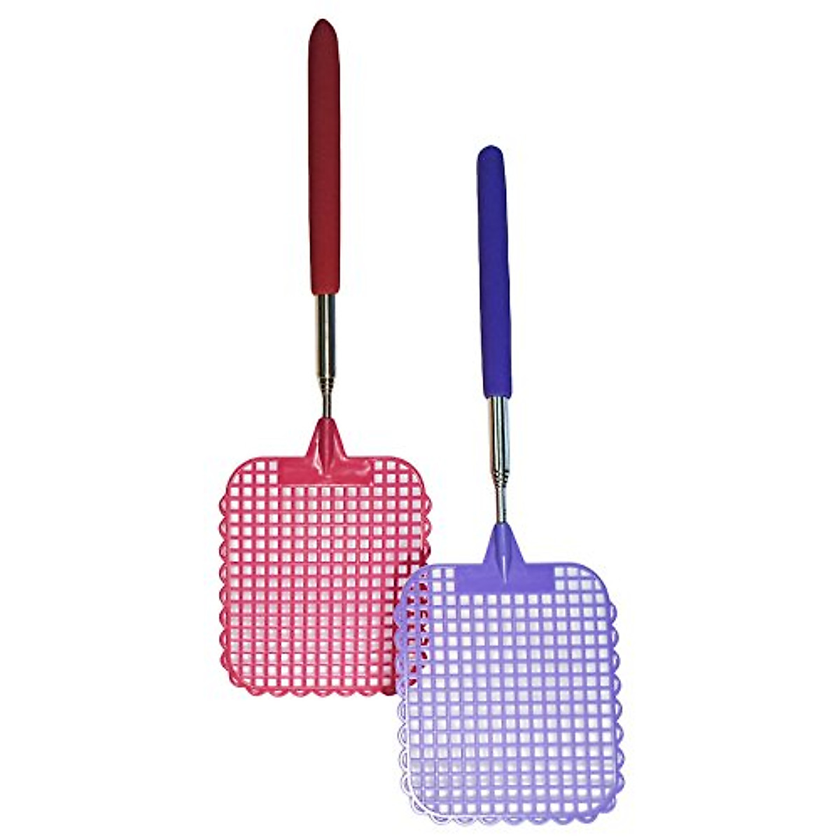 Black Duck Brand Set of 2 Home Telescope Fly Swatters! Assorted Colors - Hand Grip - Hand Swatters Perfect for Any Home or Office! (2)