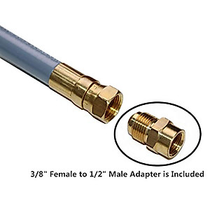 DOZYANT 12 Feet 1/2 inch ID Natural Gas Grill Hose with Quick Connect Fittings Assembly for Low Pressure Appliance -3/8 Female to 1/2 Male Adapter for Outdoor NG/Propane Appliance - CSA Certified