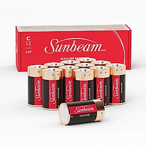 Sunbeam 16726 12 Pack C High-Performance Alkaline Batteries, Easy to Open Value Pack