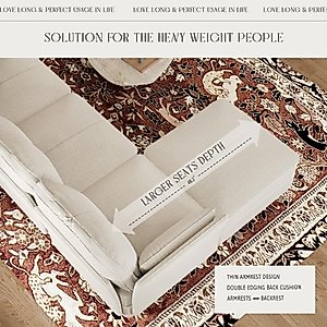 LLappuil Oversized Modular Sectional Fabric Sofa Set, Extra Large L Shaped Couch Reversible Chaise Modular Sectional Couch, 113.5 inch Width,8 Seat Modular Sofa with Storage Ottoman, Linen,Off White