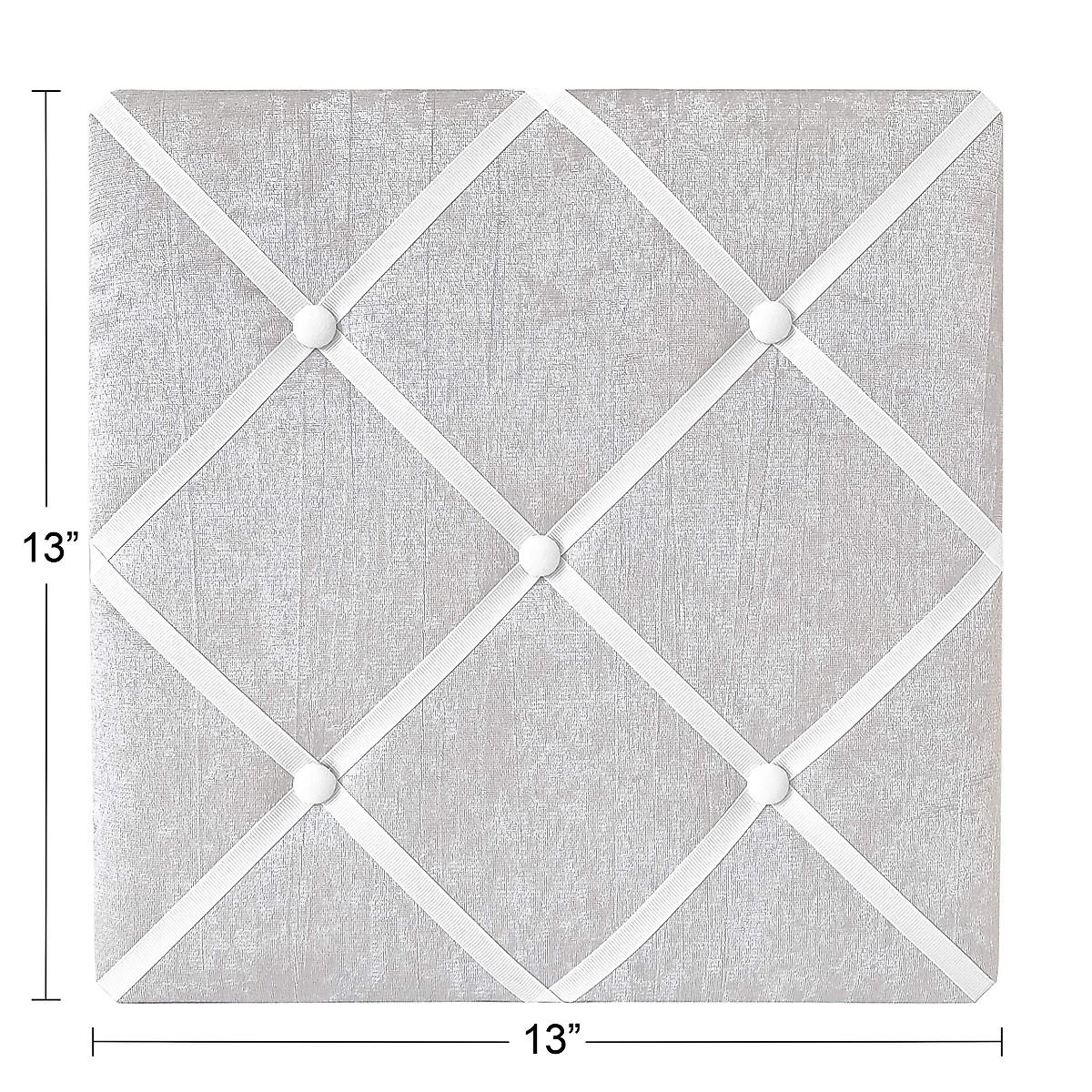 Sweet Jojo Designs Grey Fabric Memory Memo Photo Bulletin Board - Solid Light Gray Silver Crinkle Crushed Velvet Luxurious Elegant Princess Boho Shabby Chic Luxury Boutique for Lace Collection