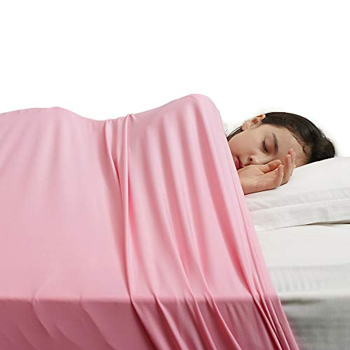 TOPARCHERY Sensory Compression Blanket Sensory Bed Sheet for Autism Kids - Help Kids Settle Down at Nighttime - Increase Calm and Comfort (Twin,Pink)