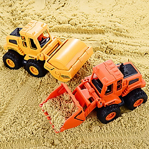Beestech Construction Toys for 3 Years Old Boys Girls Kids, Friction Powered Construction Truck Toys Vehicles Sand Toys Trucks Excavator, Bulldozer, Road Roller (Colorful 4 Pack)
