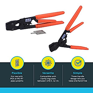 SharkBite PEX Clamp Tool, 3-Handle Tool with Orange Handle, Plumbing Fittings, PEX, PE-RT, UC961