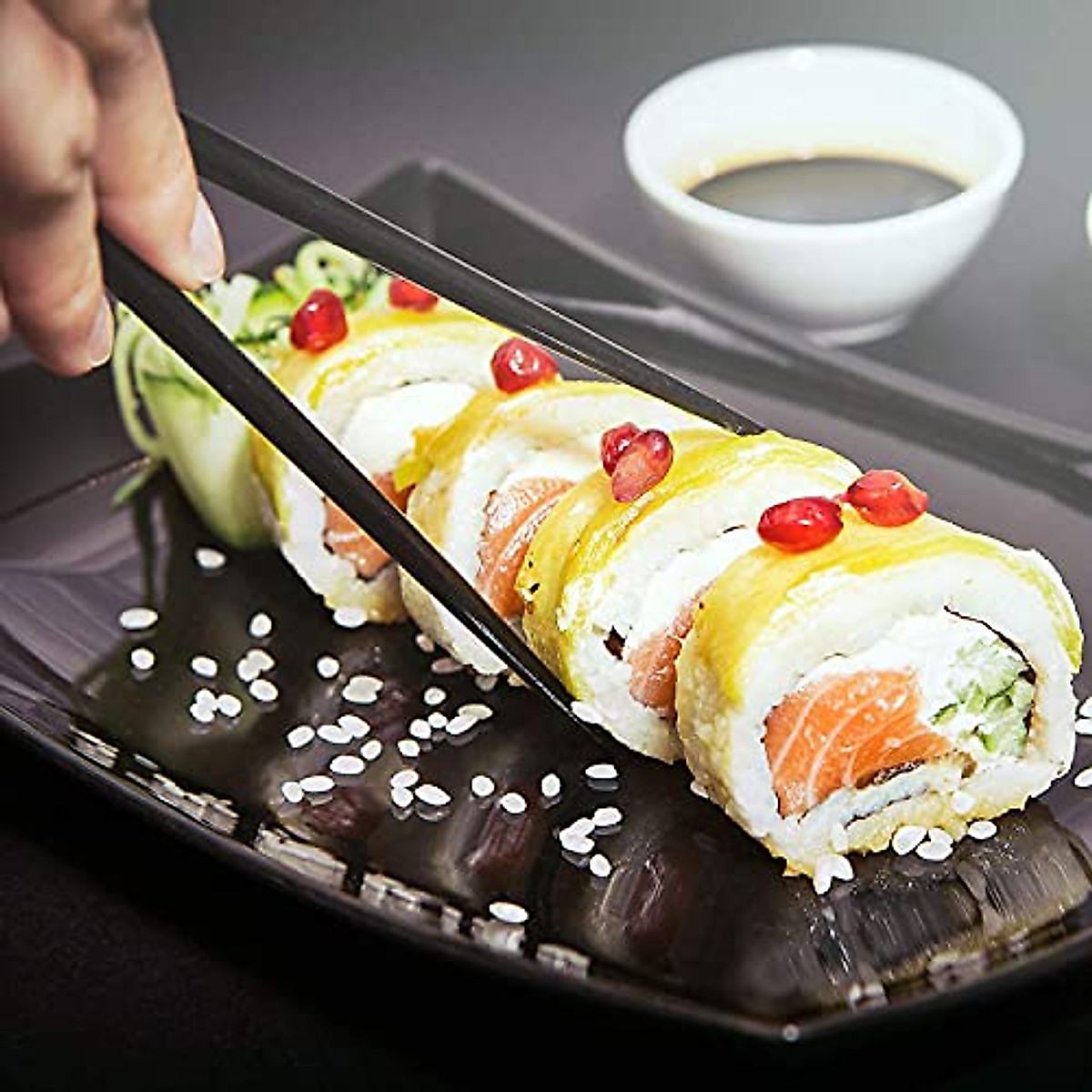 Dtdepth Stainless Steel Chopsticks - 5 Pairs Gold Reusable Dishwasher Safe Chopsticks, 304 Stainless Steel, Easy to Use (No Color Fading)