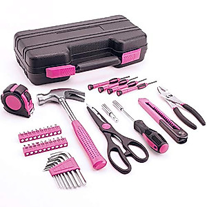 40-Piece All Purpose Household Pink Tool Kit for Girls, Ladies and Women - Includes All Essential Tools for Home, Garage, Office and College Dormitory Use