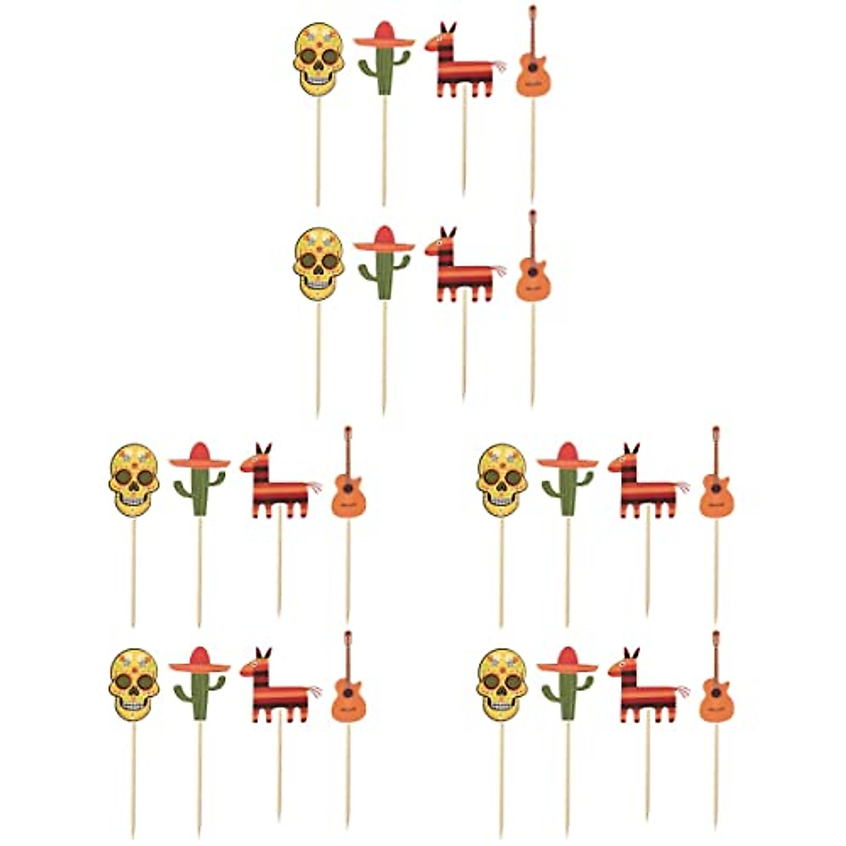 ABOOFAN Hawaiian Decor ating Hawaiian 24pcs Beautiful Guitar Insert Horse Fruit Party, Birthday (Skeleton Festival Topper Dessert Hawaii) for ating Mexican Mexican Decor