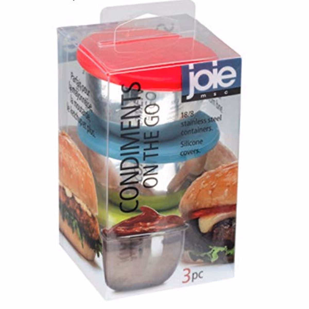 Joie MSC International Containers Condiments On The Go, BPA Free, Set of 3, One Size, Colors may vary