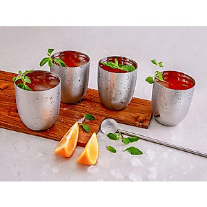 Vinod 12 OZ Premium Stainless Steel Glass, Set of 4 Water Drinking Cups, Premium Metal Cups, Drinking Wine Glasses for Milk, Juice, Beer, Whisky, Alcohol, Reusable, 12 Ounce Cups