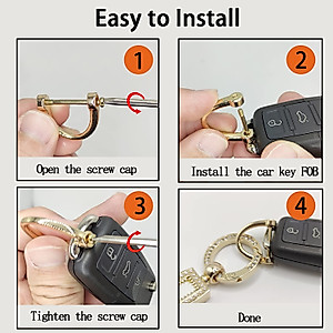 Daemson Microfiber Leather Car Keychain, Bling Diamond Keychains for Women, Universal Car Key Fob Holder with 360 Degree Rotatable, Anti-Lost D-Ring, 2 Keyrings and 1 Screwdriver (Red)