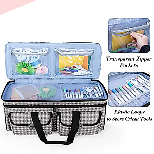 Yarwo Double-Layer Carrying Bag Compatible for Cricut Maker, Cricut Explore Air (Air 2), Silhouette Cameo 4, Travel Storage Case for Die-Cut Machine and Craft Accessories, Dots (Patent Pending)