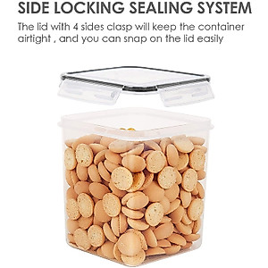 Vtopmart Food Storage Containers 2.5L / 84.5oz, 4 Pieces BPA Free Plastic Airtight Food Storage Containers for Flour, Sugar, Baking Supplies, with 4 Measuring Spoons and 24 Labels,Black