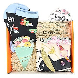 Book Lovers Gifts for Women, Perfect Set of 6 Reading Accessories Gift Box Includes a Tote Bag, Reading Socks, Bookmark & More for Reader Teacher Student Friend Family