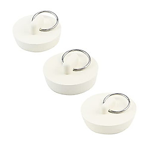 T Tulead 3PCS White Bath Plugs Rubber Drain Plugs Kitchen Drain Stopper Launry Sink Stopper Plug 1-3/8", 1-1/2", 1-5/8"
