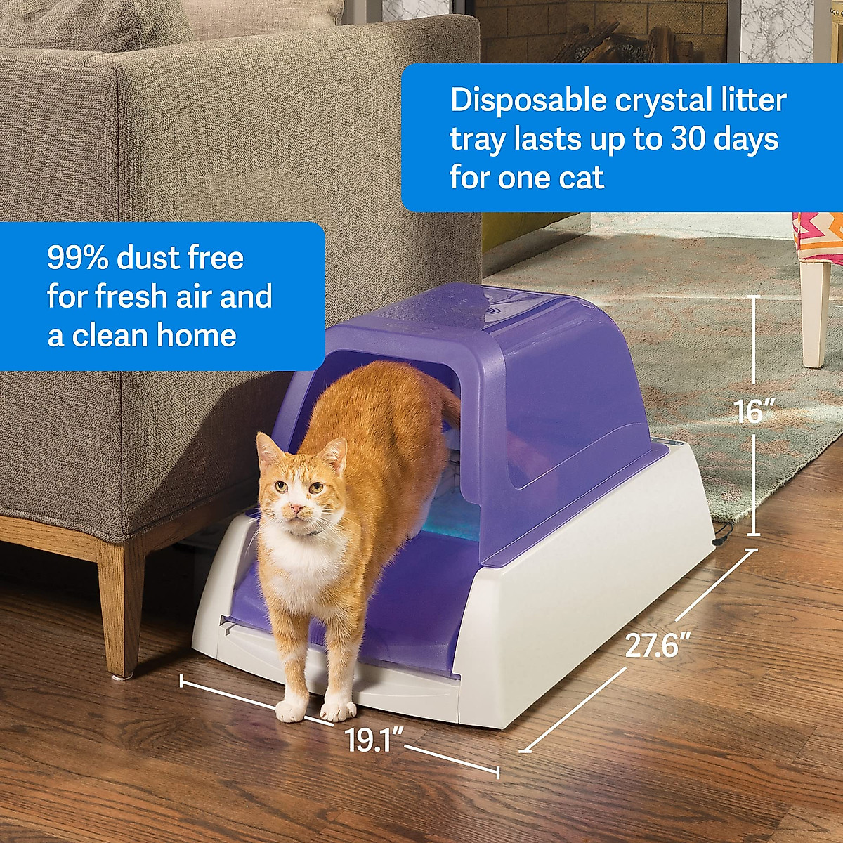 PetSafe ScoopFree Ultra Self-Cleaning Cat Litter Box – Automatic with Disposable Tray – Purple Covered