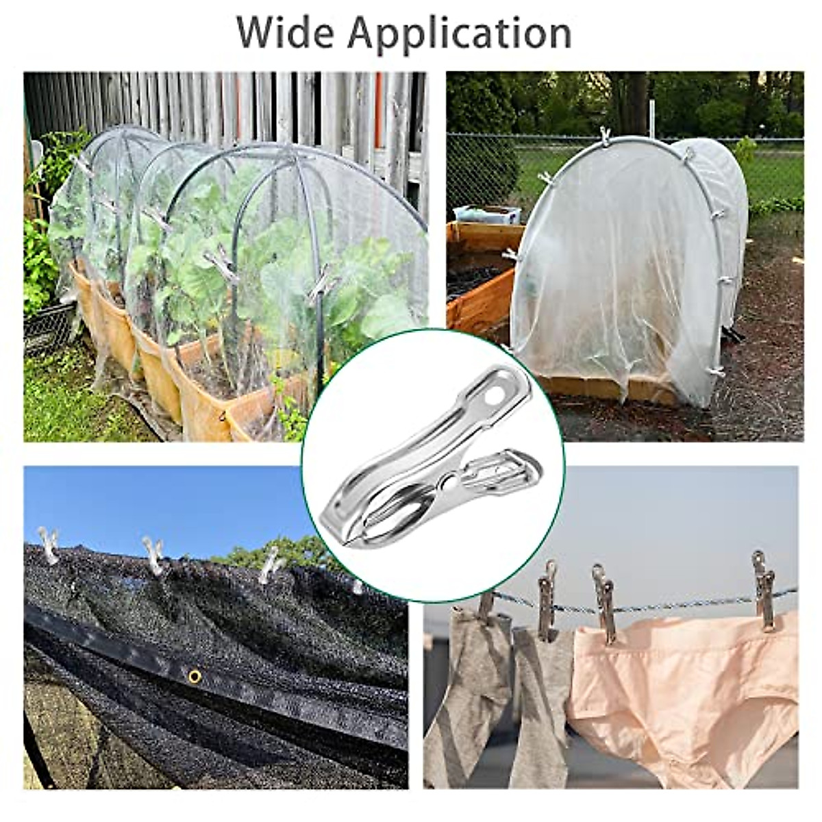 Samhopo 40 PCS Garden Clips, Greenhouse Clamps Made of Stainless Steel, Greenhouse Clips for Netting, Have a Strong Grip to Hold Down the Shade Cloth or Plant Cover on Garden Hoops or Greenhouse Hoops