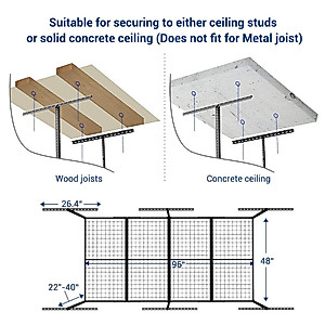 FLEXIMOUNTS 4x8 Overhead Garage Storage Rack, Adjustable Garage Storage Organization Systerm, Heavy Duty Metal Garage Ceiling Storage Racks, 600lbs Weight Capacity, Hammertone