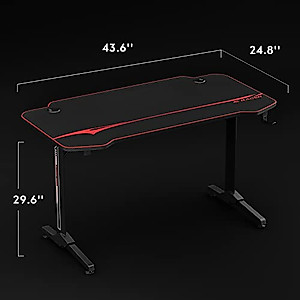 Homall Gaming Desk Computer Desk Racing Style Office Table Gamer Pc Workstation T Shaped Gamer Game Station with Free Mouse Pad, Cup Holder and Headphone Hook (44 Inch, Black)