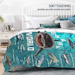 Shark Blanket-Shark Gift for Boys, Girls and Shark Lovers-Super Soft Lightweight and Warm Used for Game Room Bed Camping 40"x50"