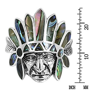 AeraVida Native American Style Abalone Shell Inlay .925 Sterling Silver Ring | Elegant Wedding Rings for Women | Casual Comfort Fit Silver Rings for Women, Men | Gift for Men (11)