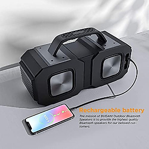 BUGANI Bluetooth Speaker, M83 Upgraded Wireless Waterproof Portable Speakers, Better Bass, Longer Battery Life, Mobile Power, Suitable for Outdoor Travel, Camping,Party