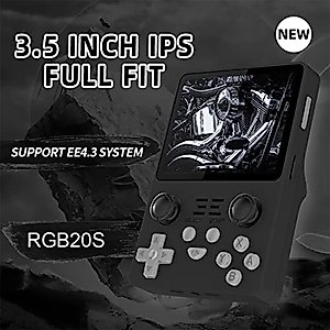 DECI Powkiddy RGB20S Handheld Game Console Built-in 15000 Games, 16G+64G 3.5 Inch IPS Handheld Emulator Video Game Console Retro Arcade for Kids Adults, Open Source Arkos System
