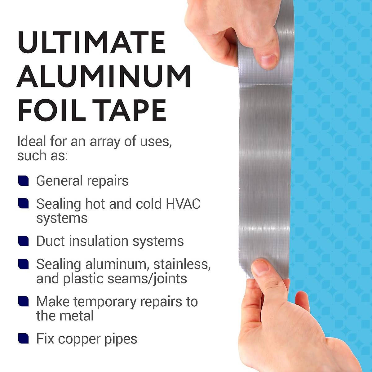 [150 Feet / 50 Yards] 1.9 Inch Wide Aluminum Tape/Aluminum Foil Tape – Professional/Contractor-Grade - Excellent Sealing & Patching Hot and Cold HVAC, Duct, Pipe, Insulation Home and Commercial