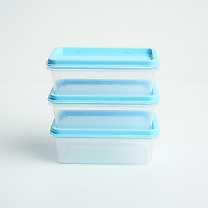 Unica Food Storage Container with Airtight Lid, Stackable Storage Boxes for Cereal, Snacks, BPA-Free, Microwave, Dishwasher & Freezer Safe, Set of 3, Blue, 14 oz, 3.72x3.72x2.04 in