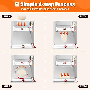 RIUOPN 370W 110V Pizza Dough Roller Sheeter, 3-15 Inch Commercial Dough Roller Sheeter Electric Pizza Dough Roller Machine for Noodle, Pizza Bread and Pasta Maker