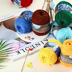 Yinsun 15x50g Acrylic Yarn Skeins 2625 Yards of Soft Yarn for Knitting Crafting Starter Crochet Kit Yarn Bulk for Adult and Kids Craft Projects