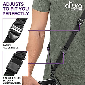Altura Photo Camera Neck Strap w. Quick Release & Safety Tether - Camera Straps For Photographers - Adjustable DSLR Camera Strap for Sony, Nikon & Canon - Safe & Secure Camera Strap Quick Release