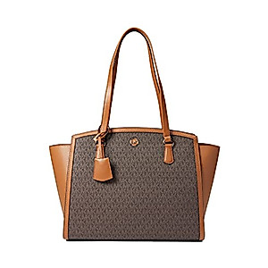 Michael Kors Chantal Large Top Zip Tote Brown/Acorn One Size