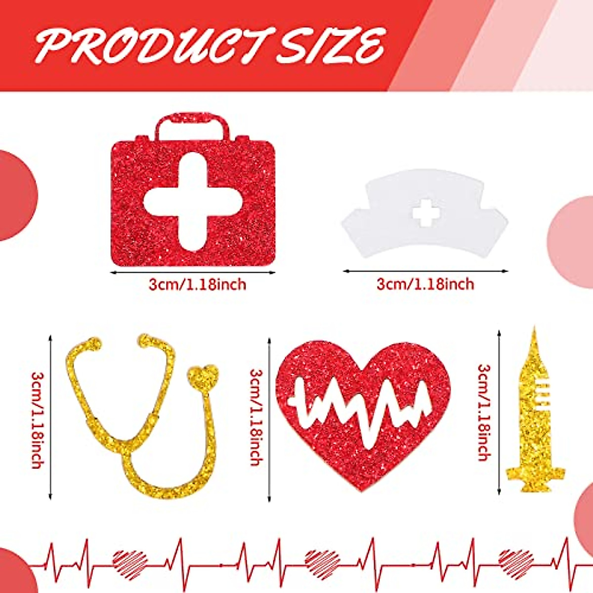 250 Pcs Congrats Nurse Graduation Confetti RN LPN Glitter Red White Gold Nurse Graduation Decorations for Medical RN Graduation Party Table Decorations