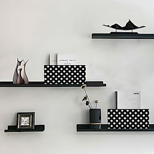 linqin Big Polka Dot Black White Collapsible Storage Bins Baskets, 2 Pack Foldable Felt Fabric Organizer Decorative Cube Box for Nursery Home Shelves Closet