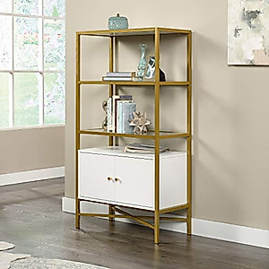 Sauder Harper Heights Bookcase with Doors, White Finish