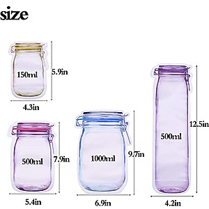 2023 Reusable Mason Jar Ziplock Bags, Mason Jar Bottle Bags, Reusable Mason Bottle Ziplock Bags Set Of 10, Mason Jar Reusable Zip Lock Bag (40pcs)