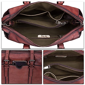 IVTG Genuine Leather Handbag for Women Vintage Handmade Top Handle Bag Crossbody Satchel (Coffee)