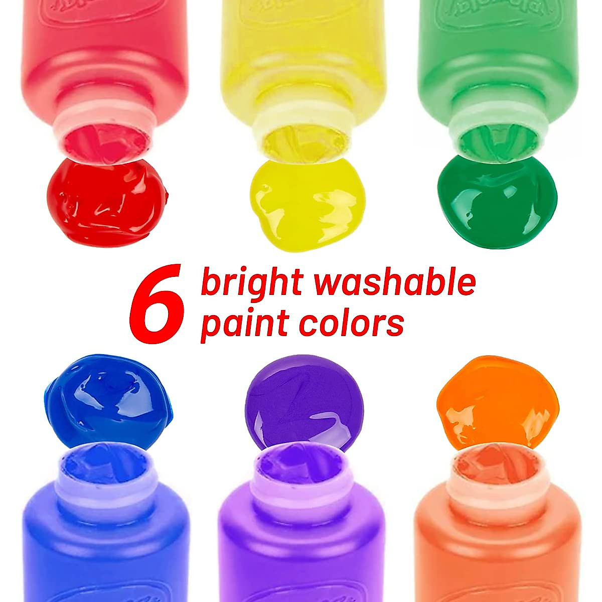 Kids Painting Set, Washable Paint for Kids 6 Colors, 7 Paintbrushes, Paint Palette, Non Toxic Tempera Paints 2 oz Each, Paints for Toddlers Art, Crafts