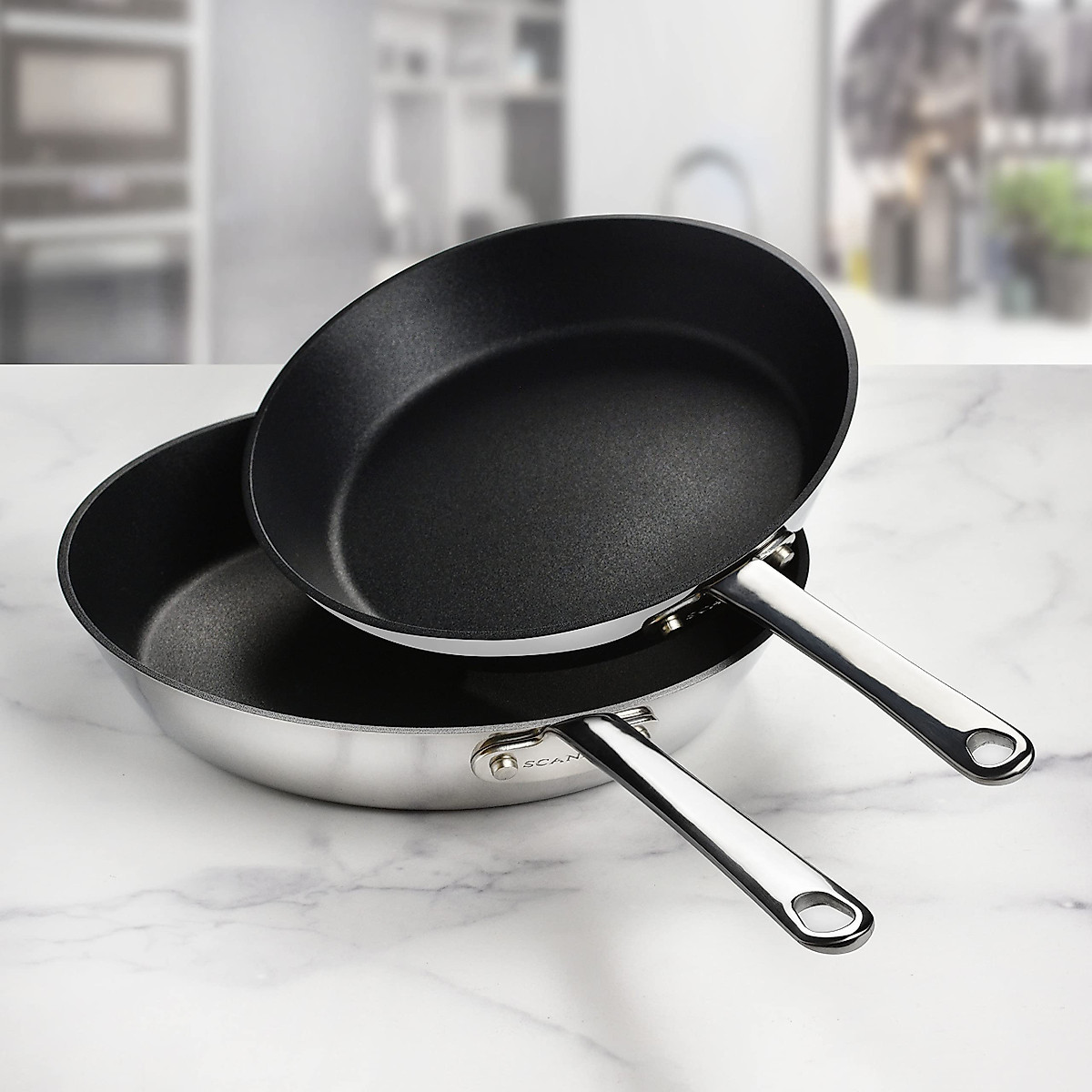Scanpan Stratanium+ Nonstick Stainless Steel 9.5 & 11" Fry Pan Skillet Set - Maitre D' - Made in Denmark