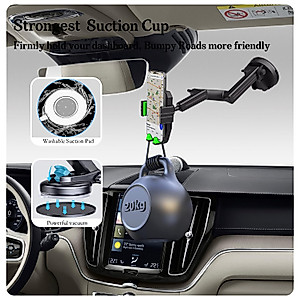 WUITIN Truck Phone Holder Mount,Heavy Duty Phone Holder for Truck Dashboard Windshield,16.9 inch Long Arm, Strength Suction Cup Anti-Shake,Compatible with All Phone and Pickup Truck,Semi Truck