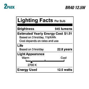 EcoSmart 75-Watt Equivalent BR40 Dimmable Energy Star LED Light Bulb Soft White (2-Pack)