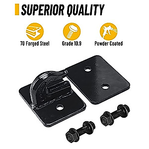 SPARKWHIZ 3/8" Tractor Bucket Hooks, Bolt On Grab Hook Grade 70 Forged Steel, Tow Hook Mount with Backer Plate for John-Deere Loader kubota Tractor Bucket (Black)