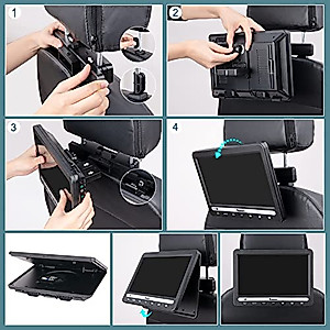NAVISKAUTO 10.5" Dual Screen Car DVD Player with HDMI Input, Support MP4 1080P Video Playback, Built-in Rechargeable Battery, Play a Same or Two Different Movies (2 X DVD Player)