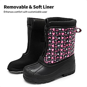 DREAM PAIRS Boys Girls Waterproof Winter Snow Boots,Size 1 Little Kid,Black/Pink,KSTAR