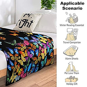 Butterfly Blanket Beautiful Butterfly Throw Blanket Ultra Soft Blankets Lightweight Cozy for Bed Couch Sofa 50"x40"