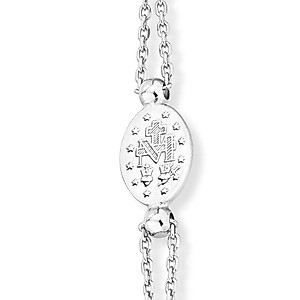 Miabella 925 Sterling Silver Italian Natural Black Spinel Rosary Cross Charm Bead Bracelet for Women, Adjustable Link Chain, Handmade in Italy (Length 7 to 8 Inch)