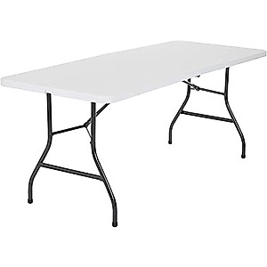 Edtian Folding 6ft Outdoor and Indoor Foldable Ideal for Camping and Picnic, Portable and Easy to Set Up, Perfect as a Card Craft Table, White