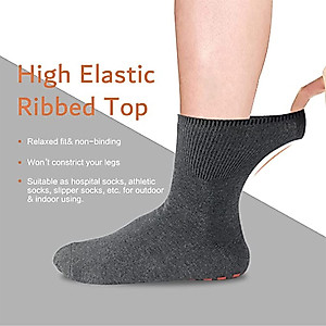 NOVAYARD 5 Pairs Non Slip Grips Socks-Non Skid Crew Socks for Hospital Diabetic Yoga Pilates Barre Men Women